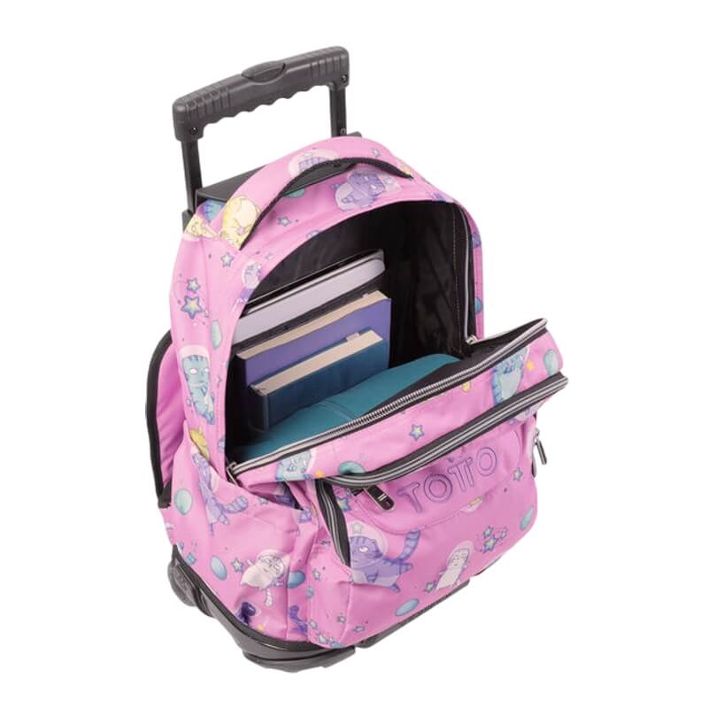 Mochila Escolar Compacta C Rodas Renglon Totto 9i9 Rosa