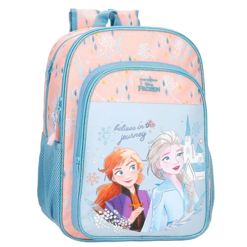 Mochila Escolar Adap. 40cm 2C FROZEN Believe in The Journey Azul