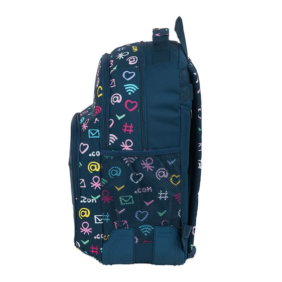 Mochila Escolar Adaptável 42cm 2C Benetton DOT COM Azul Escuro