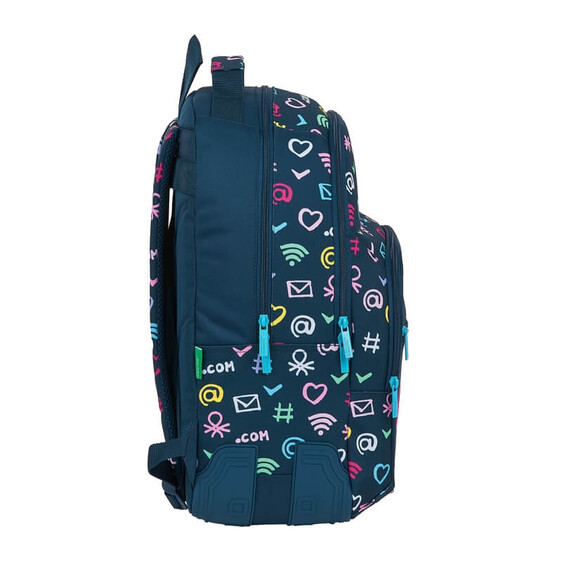 Mochila Escolar Adaptável 42cm 2C Benetton DOT COM Azul Escuro